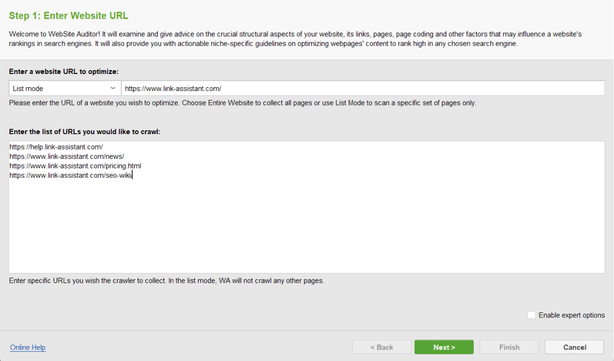 List Mode: New Workflow in WebSite Auditor