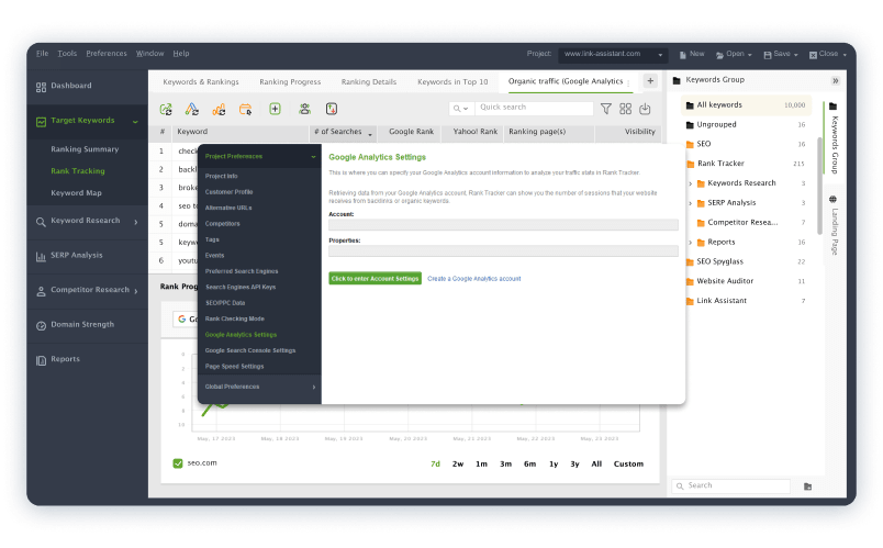 Google Analytics 4 Integration in SEO PowerSuite